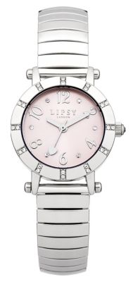 Lipsy Ladies' Pink Round Dial Silver Tone Expander Watch - H. Samuel ...
