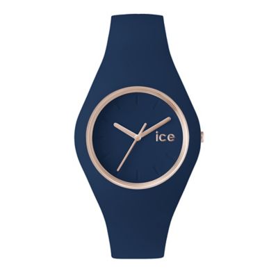 Ice Watch Ladies' Rose Gold Tone Navy Silicone Strap Watch - H. Samuel ...