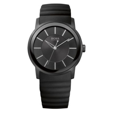 Hugo Boss men's black rubber strap watch - Ernest Jones